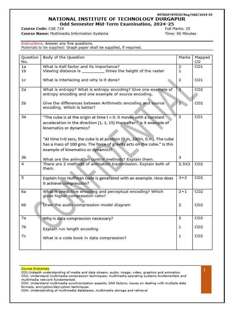 Mt Qpap Midsem Format Mmis 2024 25 Pdf Data Compression Code