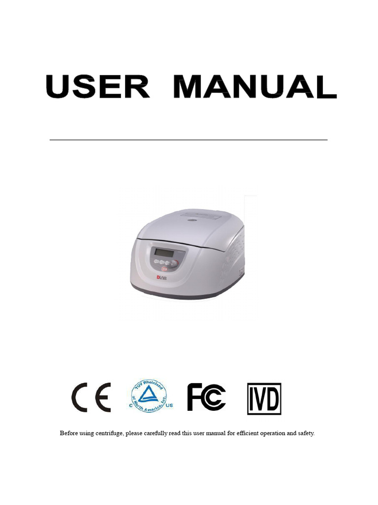 DM0412 DLAB Centerfuge User Manual | PDF | Sterilization (Microbiology) | Centrifuge