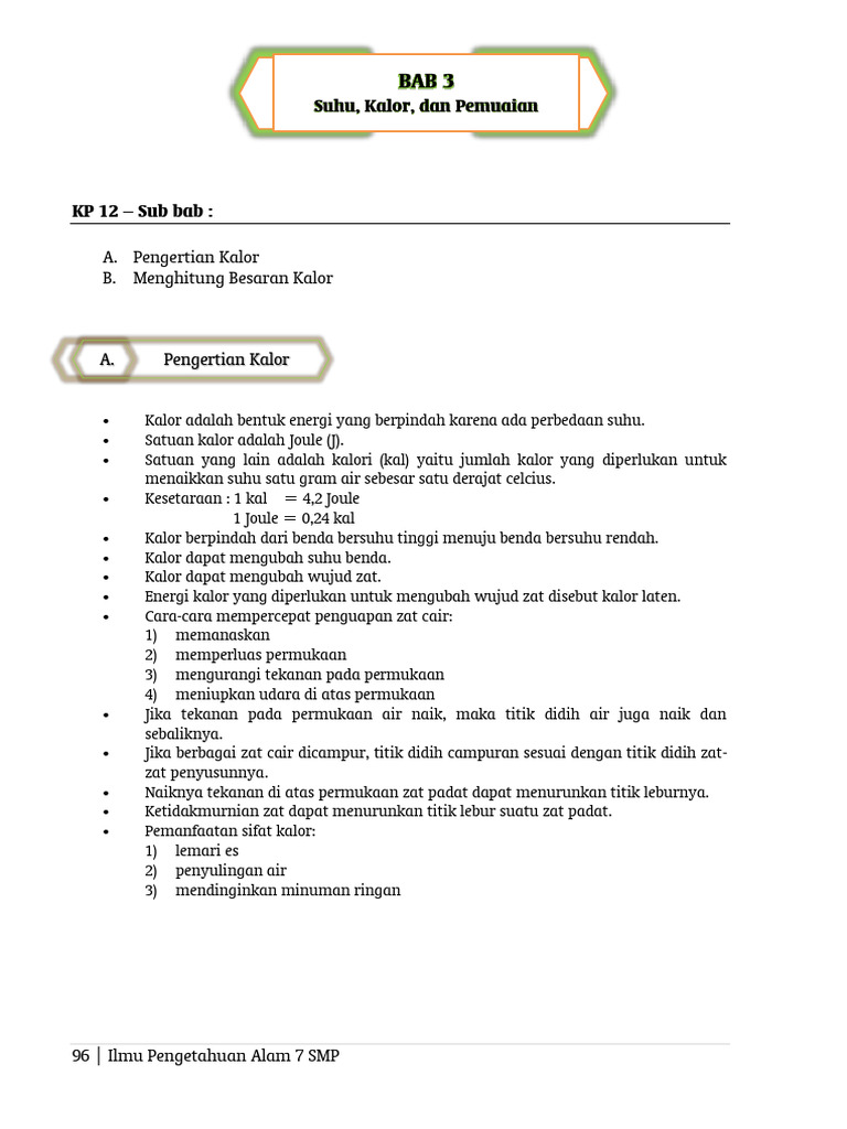 BAB 3 KP 12 (Kalor Dan Besarnya) | PDF