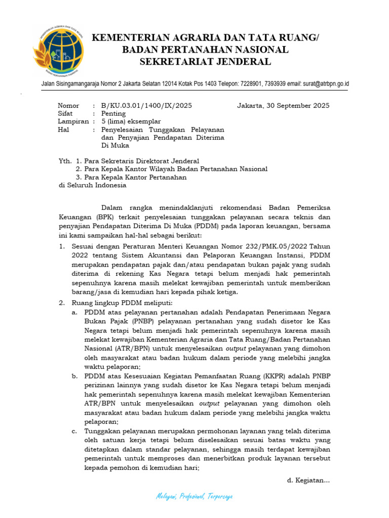 SE Penyelesaian Tunggakan Dan Penyajian PDDM - Signed | PDF