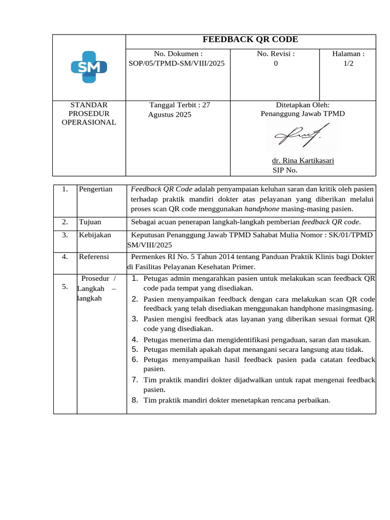 Spo Feedback QR Code (TTD) 2 | PDF