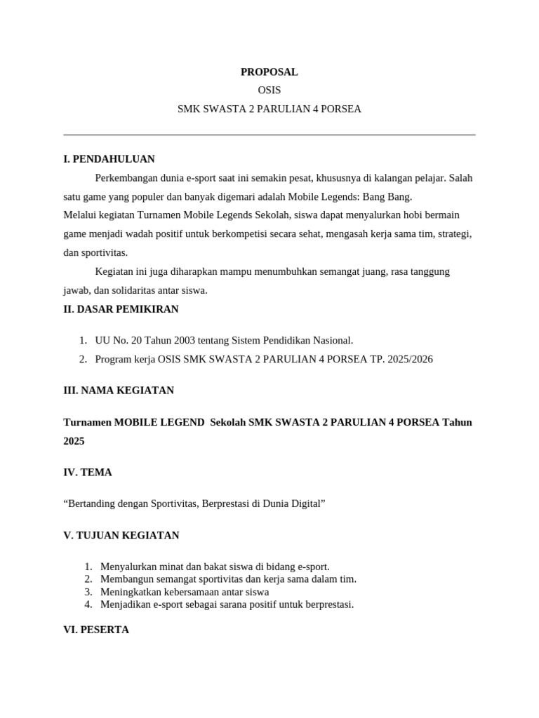 Proposal Mobile Legend | PDF