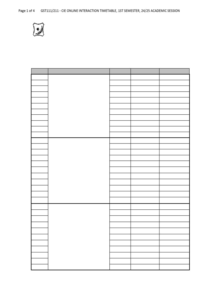 Cie-Online Time-Table 1st 2024 2025 Student | PDF