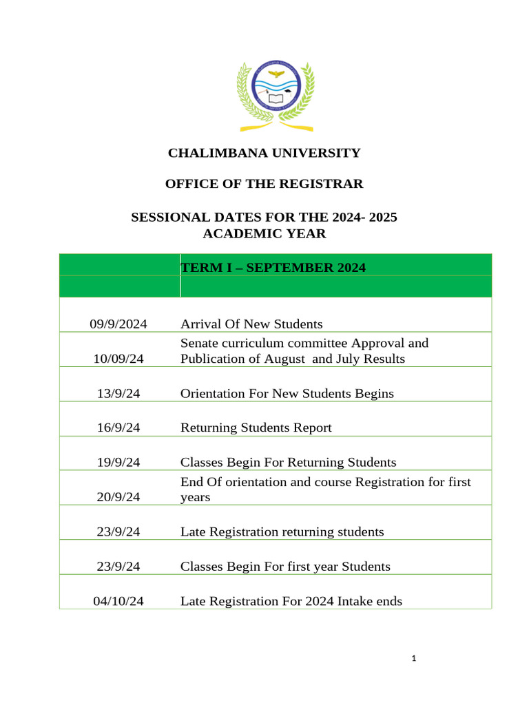 2024-2025 Academic Year Sessional Dates | PDF | Educational Stages