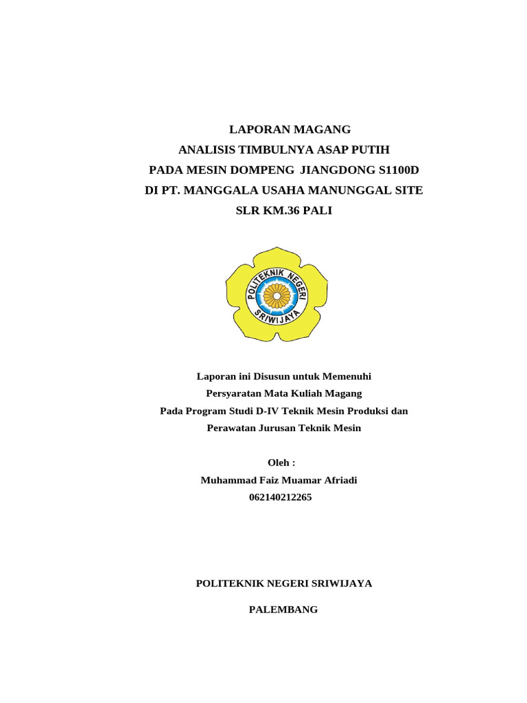 Asap Putih Mesin Dompeng JiangDong S1100D | PDF
