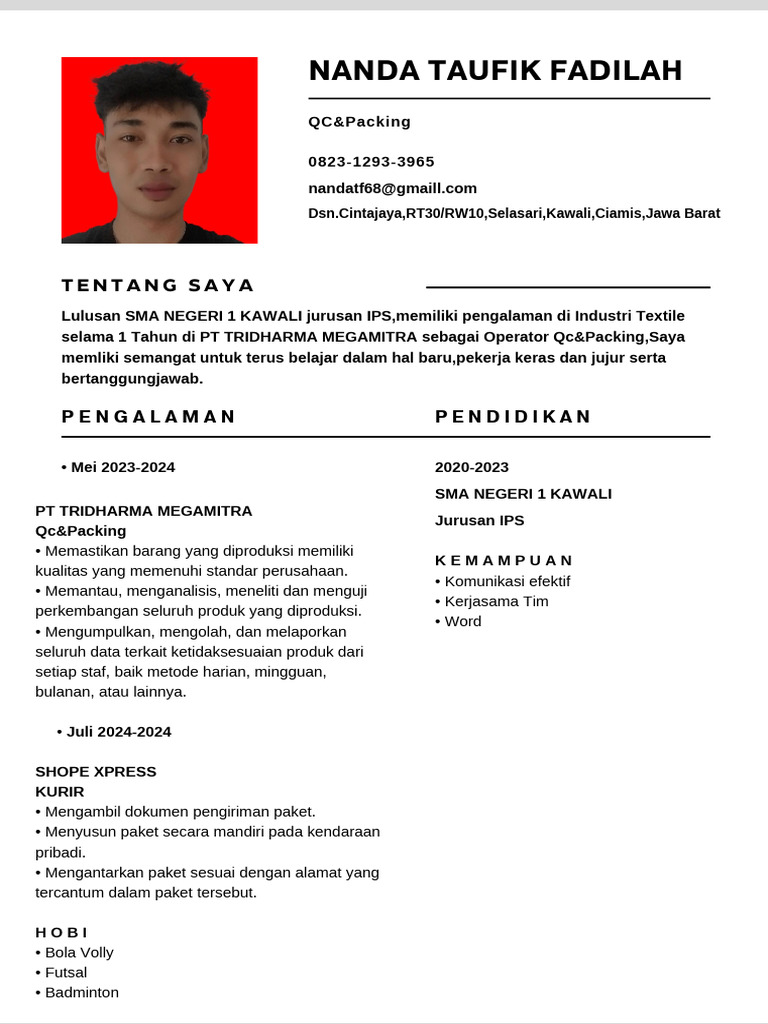 CV Nanda Canva1 | PDF