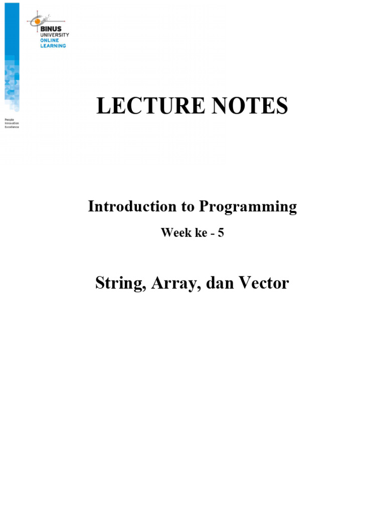 LN05 - String, Array, And Vector | PDF