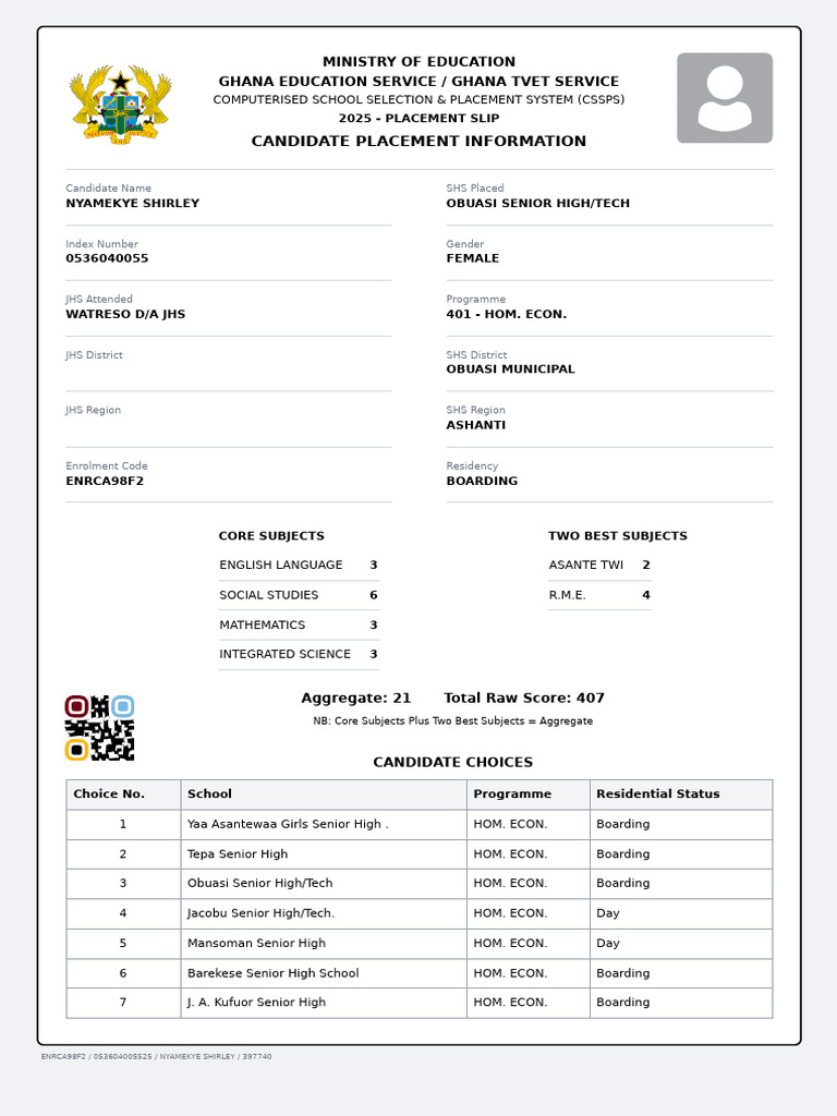 Placement Slip | PDF | Ghana