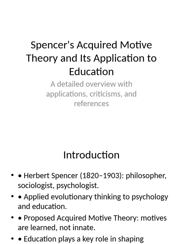 Spencer Acquired Motive Theory Full Notes | PDF
