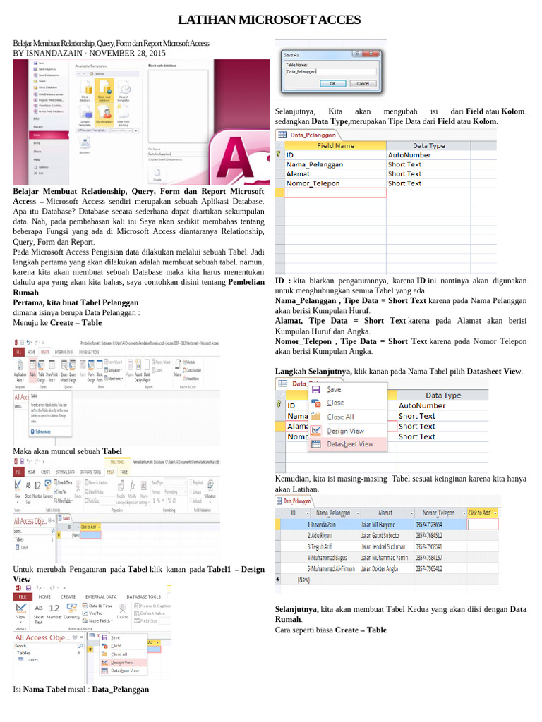 Latihan Microsoft Acces | PDF