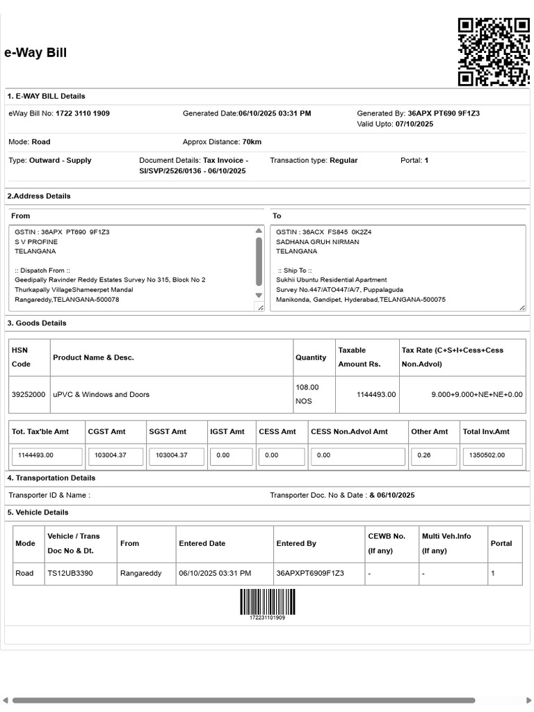 E-Way Bill Details and Transportation Info | PDF | Public Finance ...