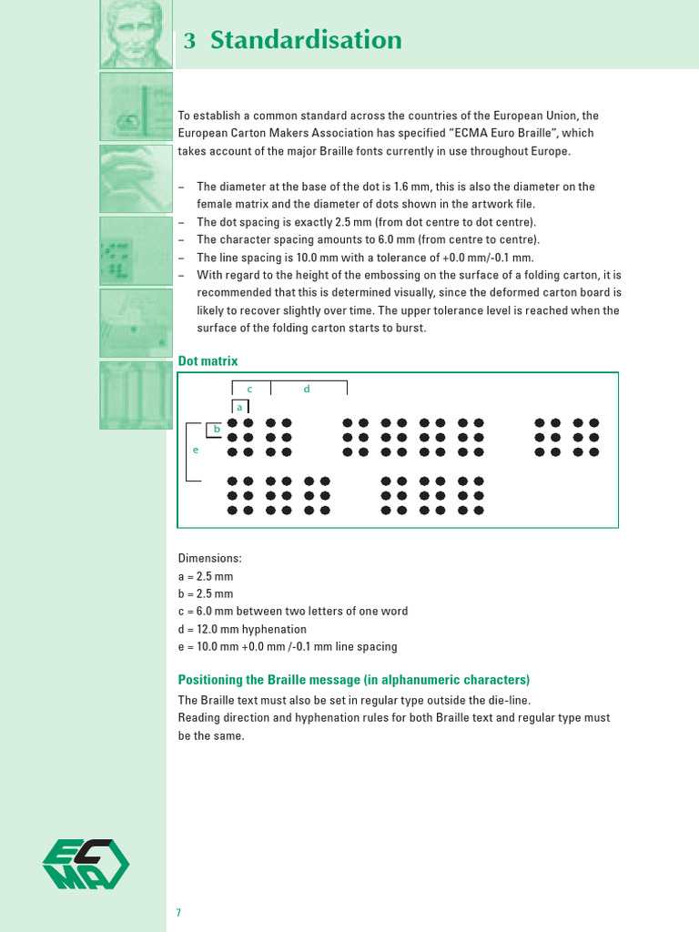 ECMA Euro Braille Standard Dimensions | PDF
