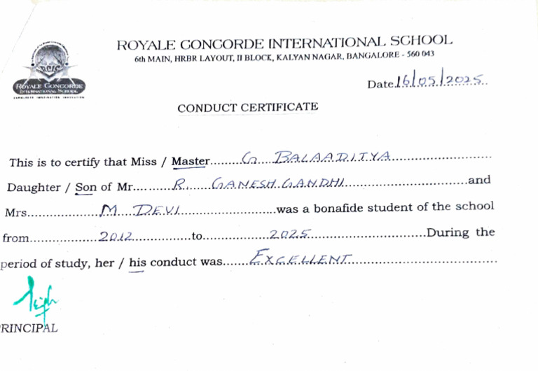 Conduct Certificate | PDF