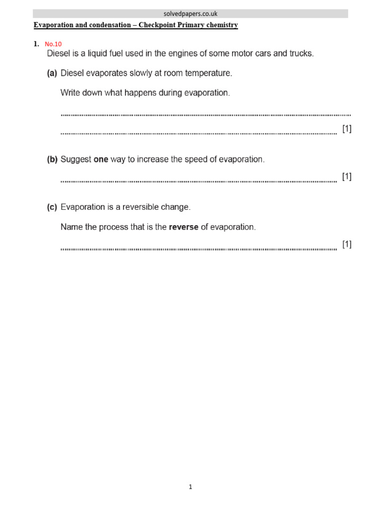 CP2217CT Evaporation and Condensation Checkpoint Primary Chemistry | PDF