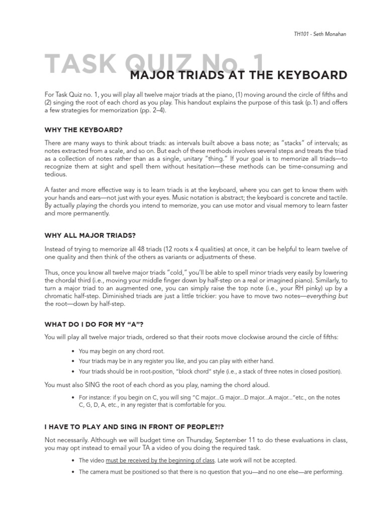 Memorizing Major Triads | PDF | Chord (Music) | Elements Of Music