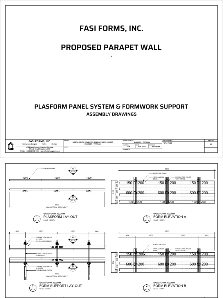 NSCR Project Parapet Wall Drawings | PDF | Truss | Structural Engineering
