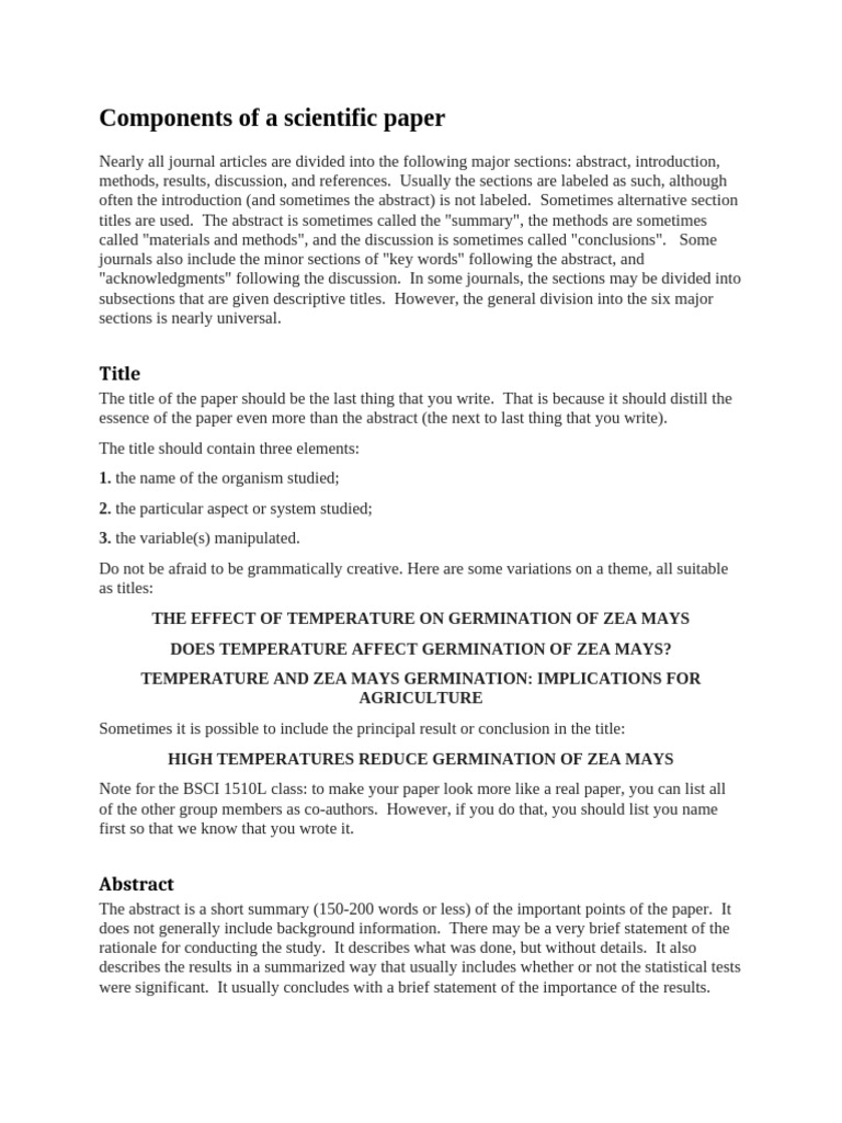 Structure of a Scientific Paper | PDF | Hypothesis | Abstract (Summary)