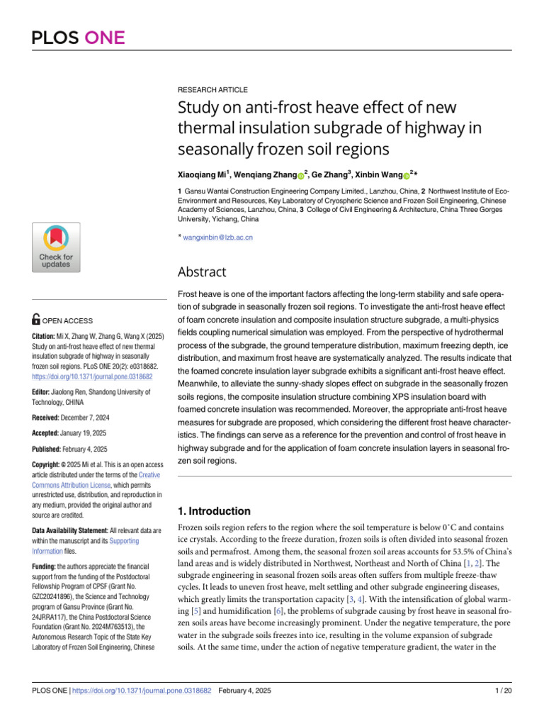 Study On Anti-Frost Heave Effect of New Thermal Insulation Subgrade of ...