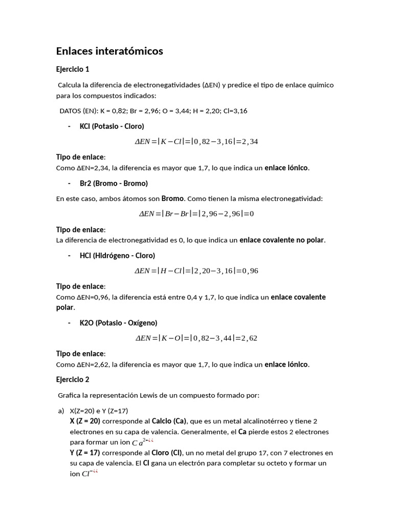 Tipos de Enlaces Interatómicos | PDF | Enlace químico | Enlace covalente