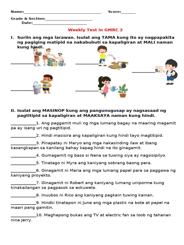 Weekly Test 4-Matatag | PDF