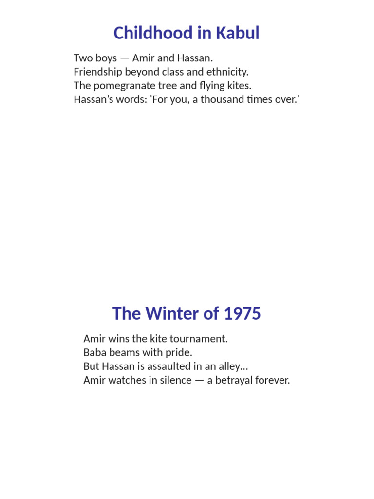 The Kite Runner Presentation | PDF