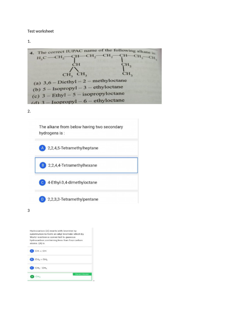 Test Worksheet | PDF
