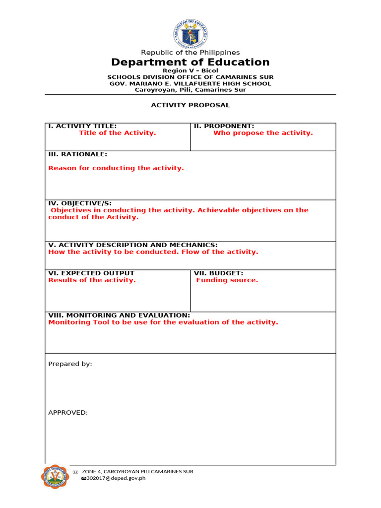 Template School Activity Proposal 2024 | PDF