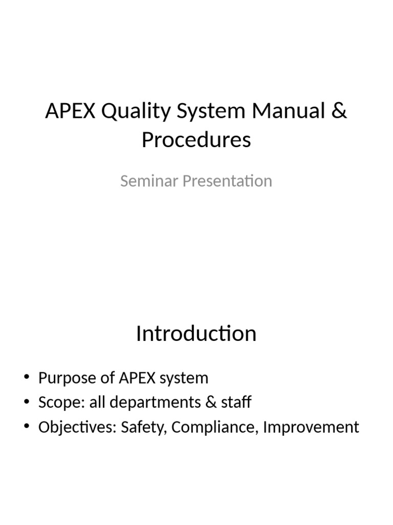 APEX Quality System Manual Procedures | PDF