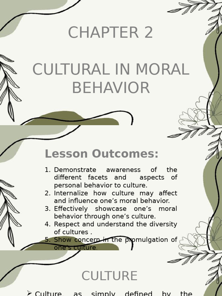 Culture in Moral Behavior | PDF | Behavior | Liberal Arts Education