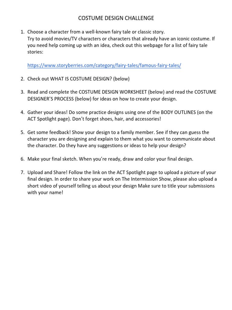 Fairy Tale Costume Design Challenge | PDF | Costume Design | Costume