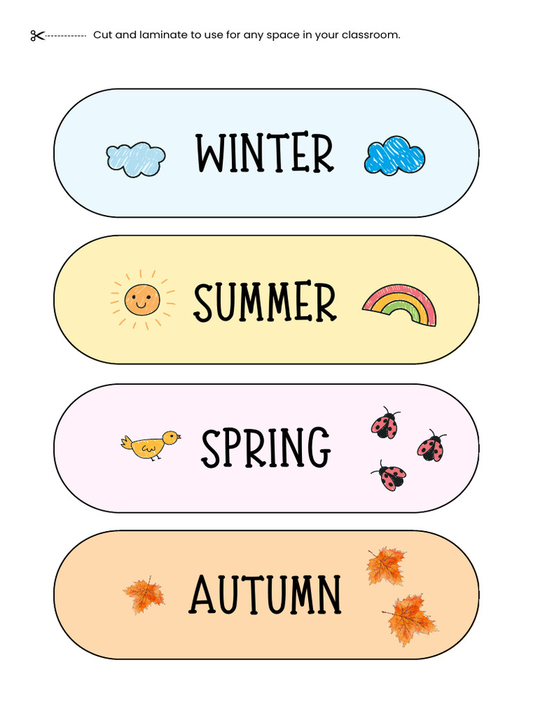 Seasons Labels in Illustrative Style | PDF