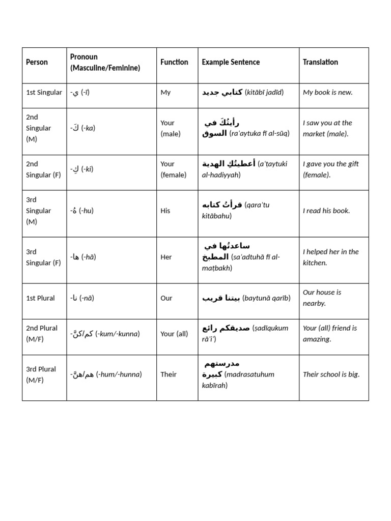 Pronouns List | PDF | Grammatical Number | Grammatical Gender