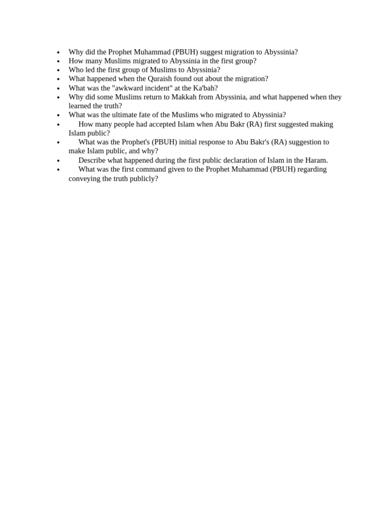 Seerah Worksheet (Prophethood) | PDF