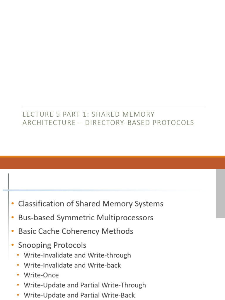 05 - Lecture P1 - Shared Memory Architecture - Directory | PDF ...