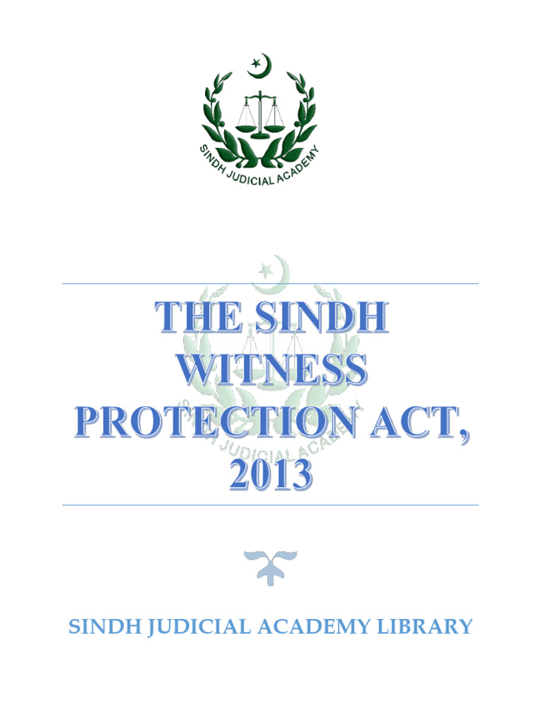Sindh Witness Protection Act 2013 | PDF | Witness | Discovery (Law)