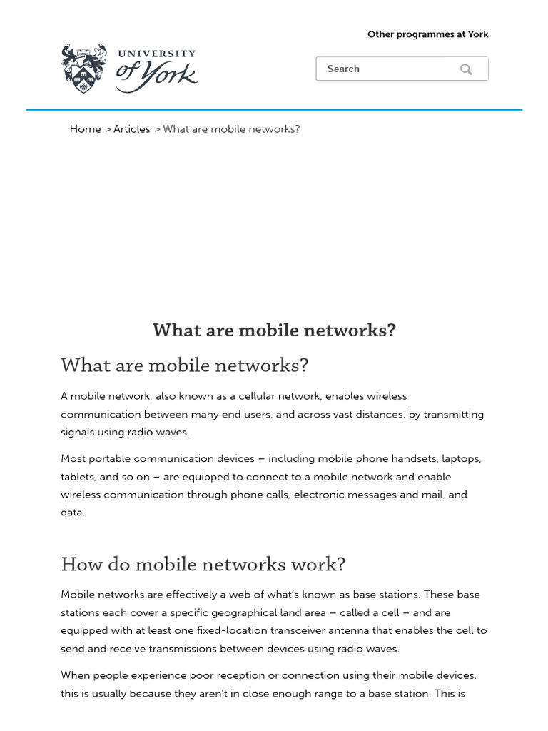 Understanding Mobile Networks Explained | PDF | Cellular Network | Gsm