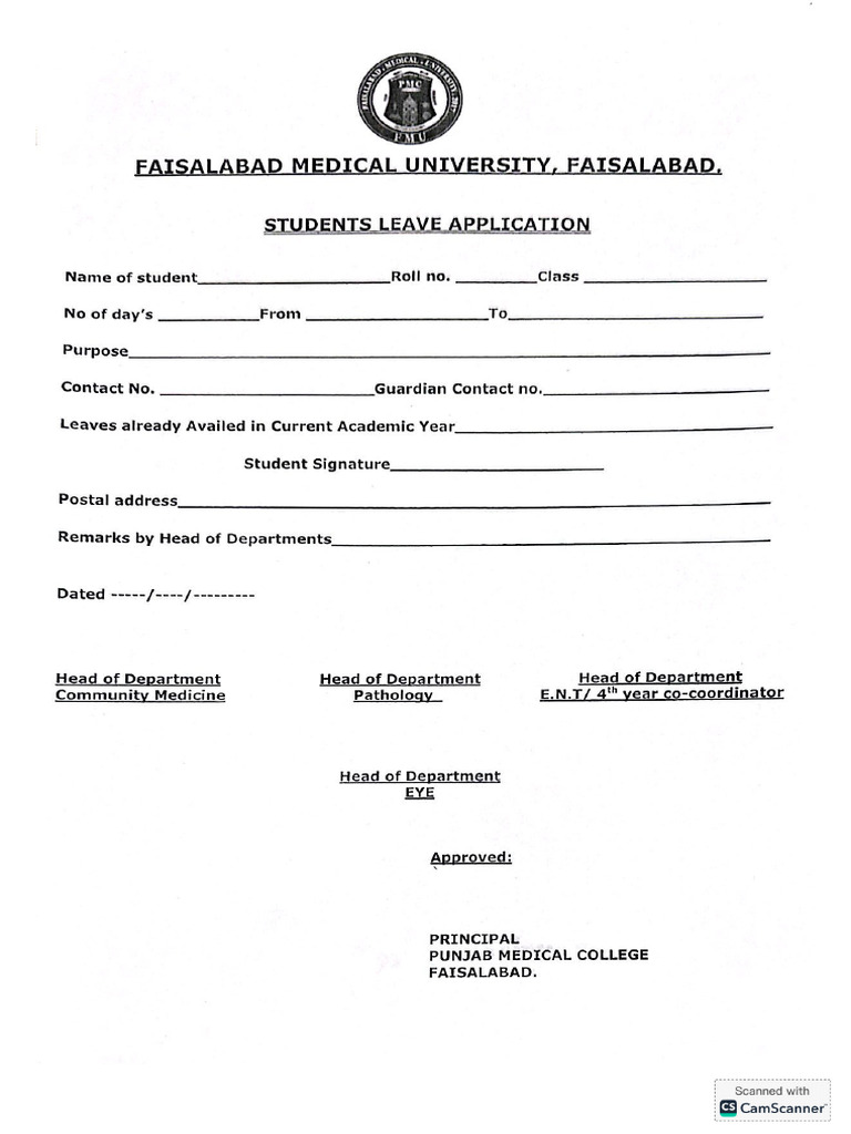 Student Leave Form | PDF