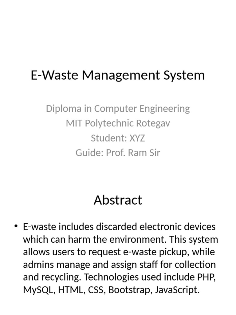 E_Waste_Management_PPT_With_Screenshots | PDF