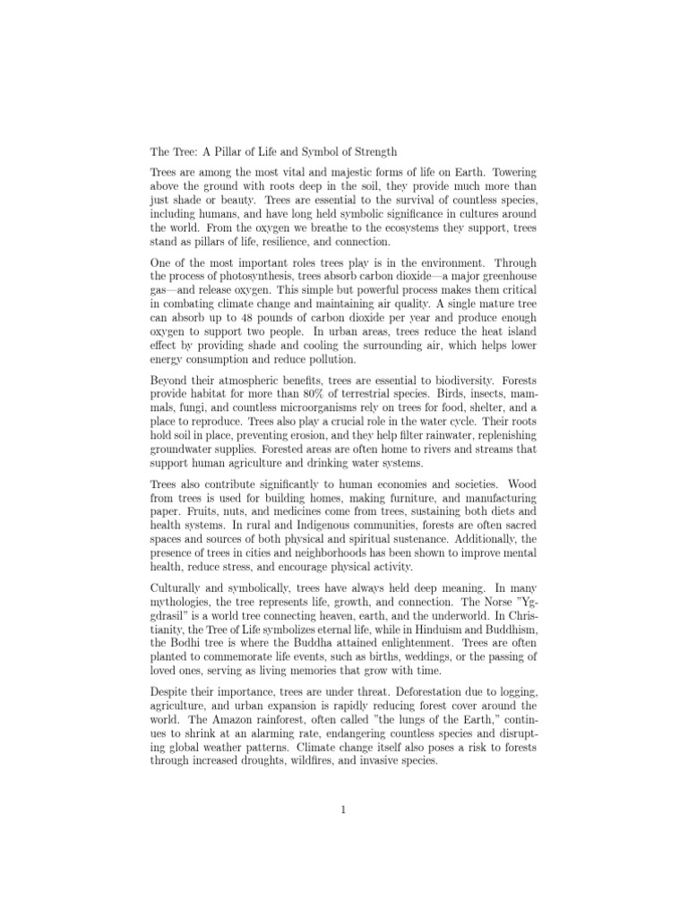 The Vital Role of Trees in Life | PDF | Trees | Soil