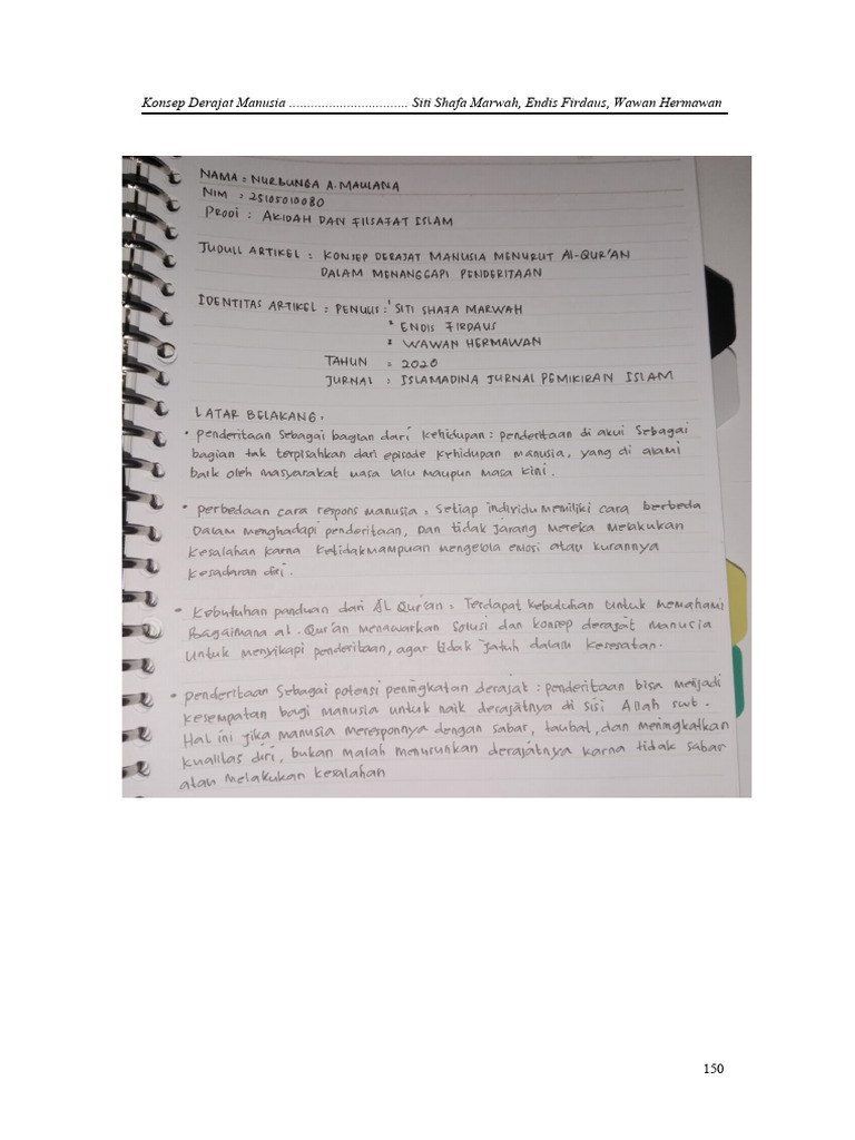 Konsep Derajat Manusia Menurut Al-Qur'an Dalam Menanggapi Penderitaan ...