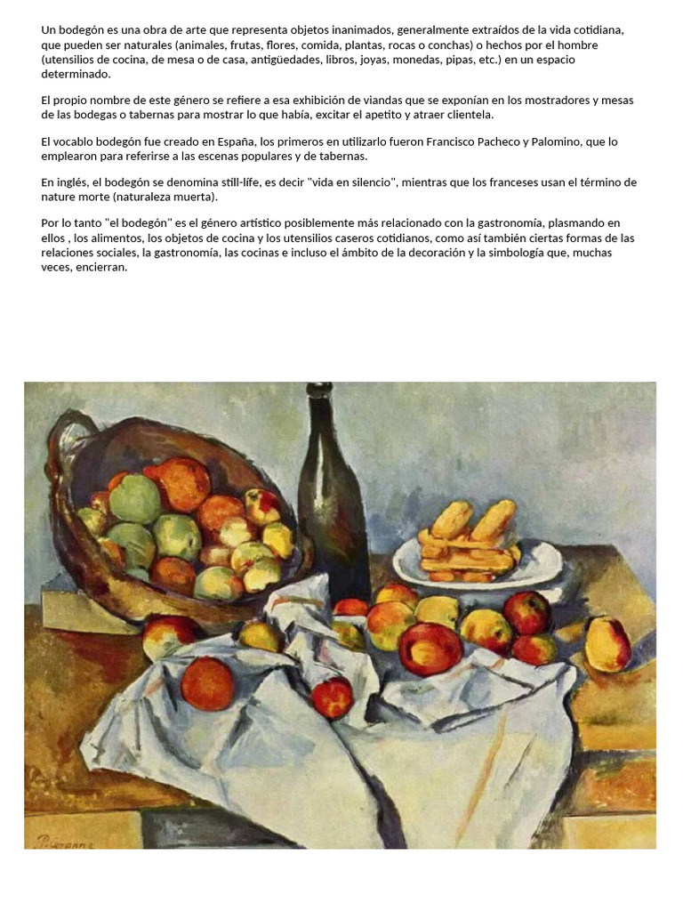 Un Bodegón Es Una Obra de Arte Que Representa Objetos Inanimados | PDF
