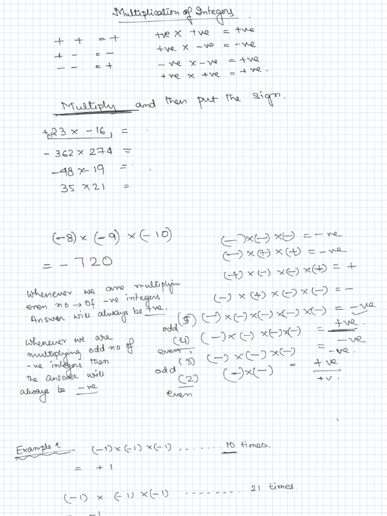 Integers (2) Grade 7 | PDF