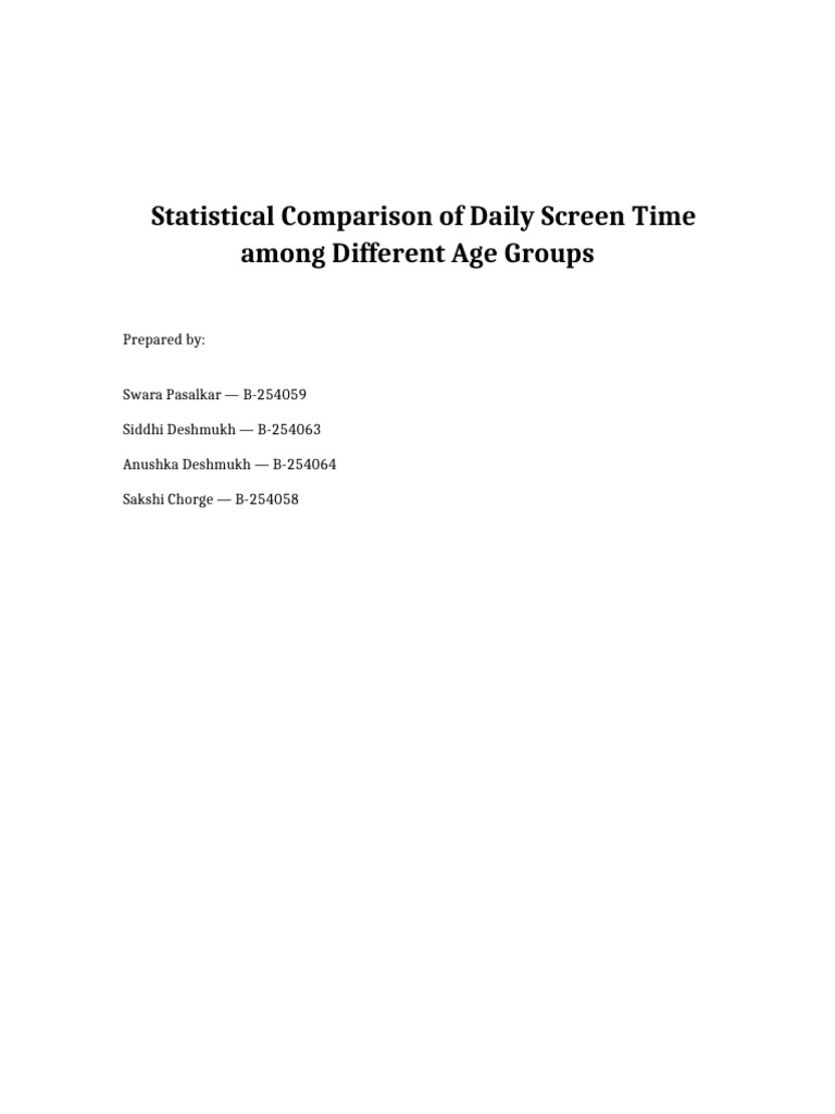 Daily Screen Time by Age Group Analysis | PDF | Adolescence
