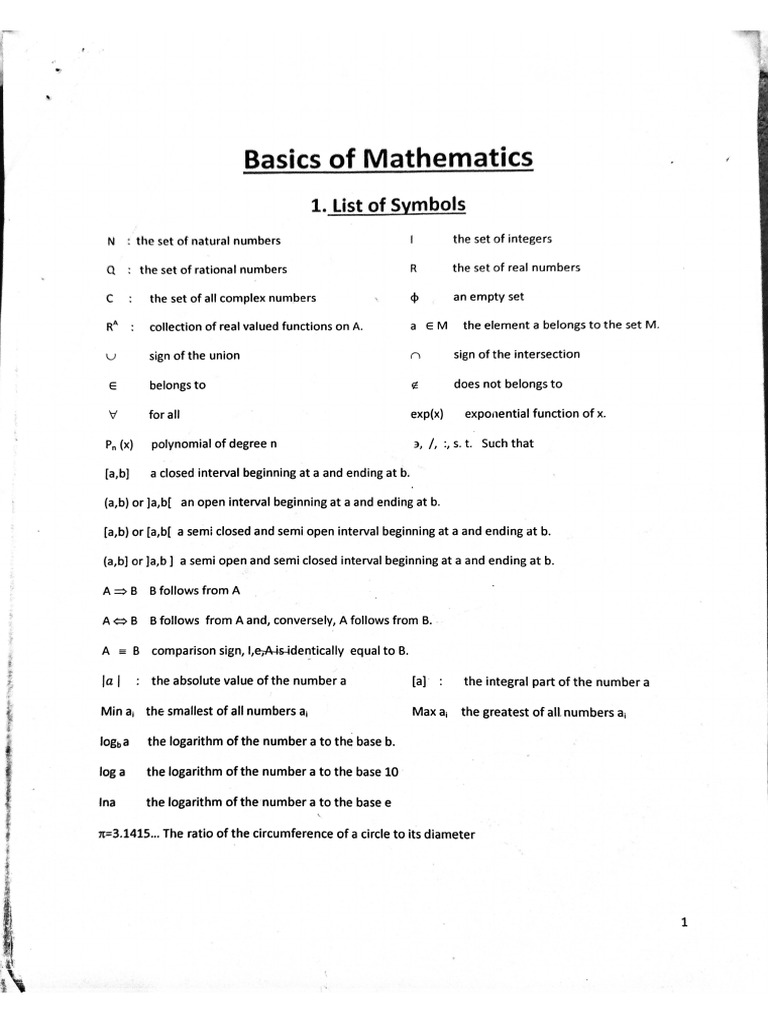 Basics of Mathematics Class Notes For Jee | PDF