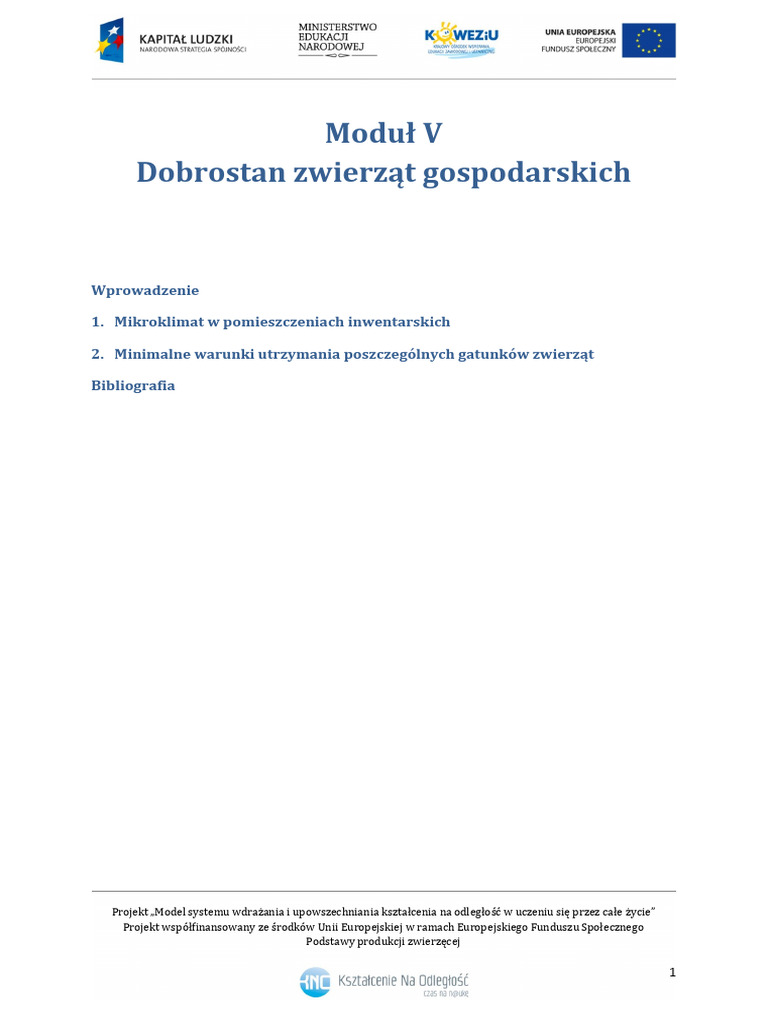 Dobrostan Zwierząt Gospodarskich | PDF