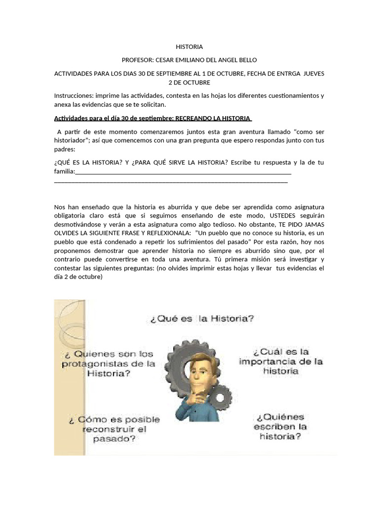 Actividades de Historia para Estudiantes | PDF