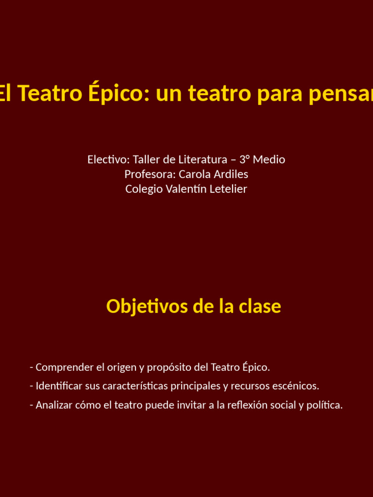 Teatro Epico Teatral Clasico | PDF | Teatro