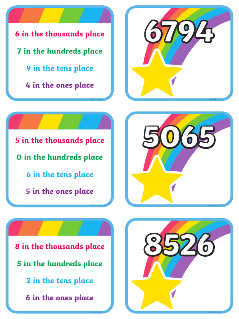 Place Value Matching Game 4digit Numbers | PDF