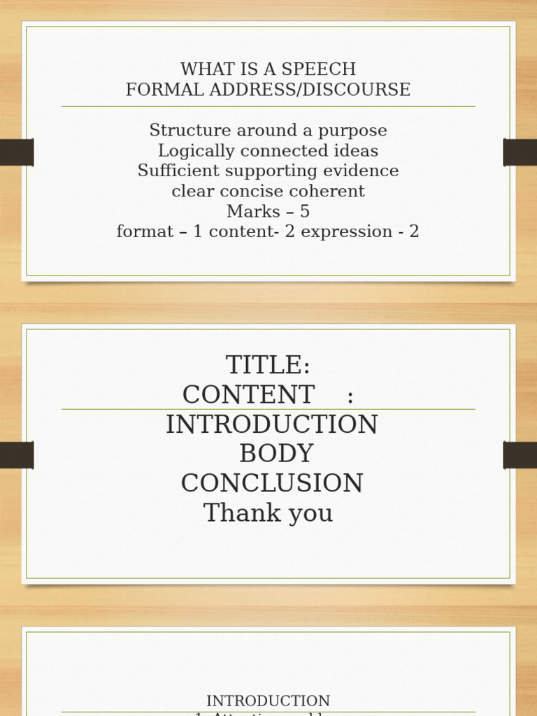 Class 11 Speech Format | PDF