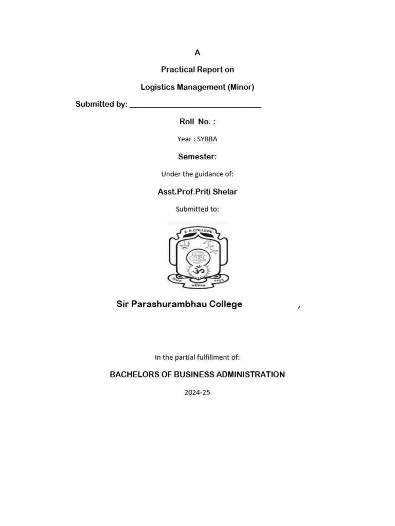 SY BBA IB Minor Project Template | PDF